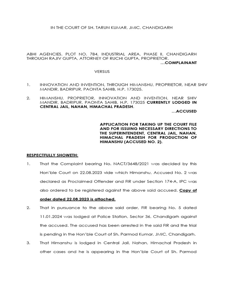 Application For Issuing Production Warrants | PDF | Public Law | Legal ...