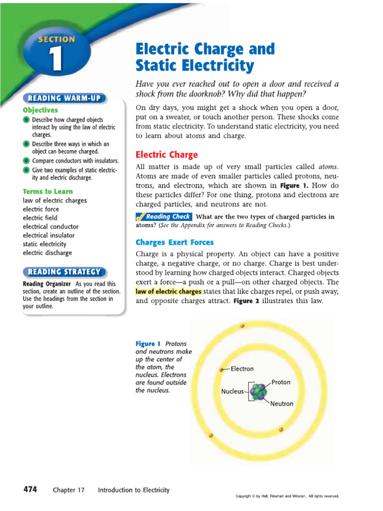 Section 17.1 Electric Charge and Static Electricity | PDF