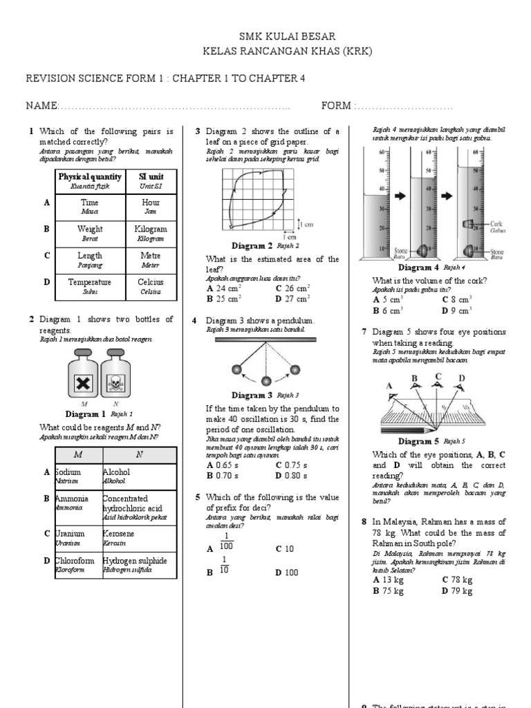 Form 1 - Science - Part 1 | PDF | Foreign Language Studies | Science ...