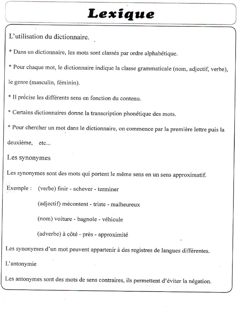 Resume de Lexique | PDF