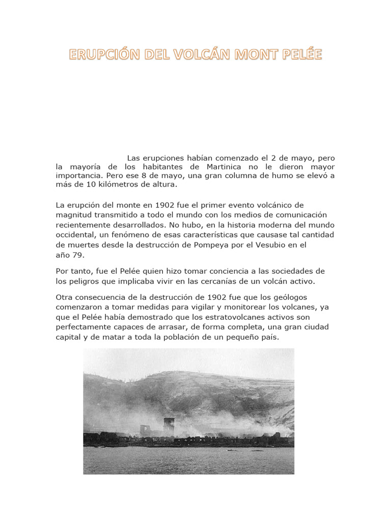 Erupción del Monte Pelée en 1902 | PDF