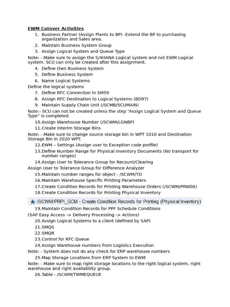 Cutover activities | PDF | Warehouse | Logistics