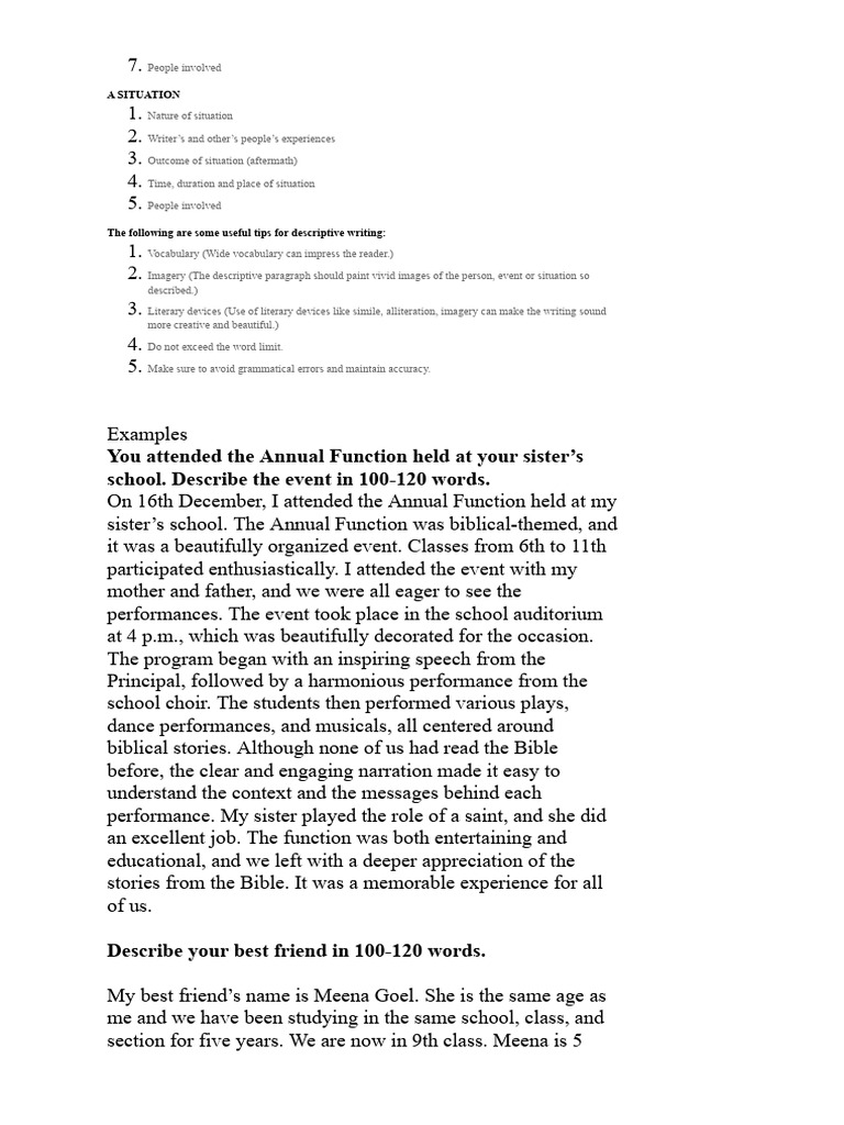 Descriptive Writing Guide | PDF
