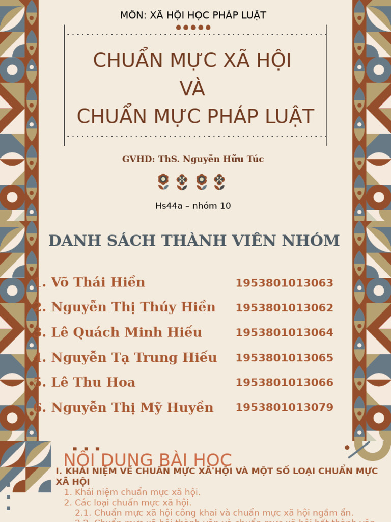 Slide Chuẩn Mực Xã Hội - Hs44a1- Xhhpl - Nhóm 10 | PDF