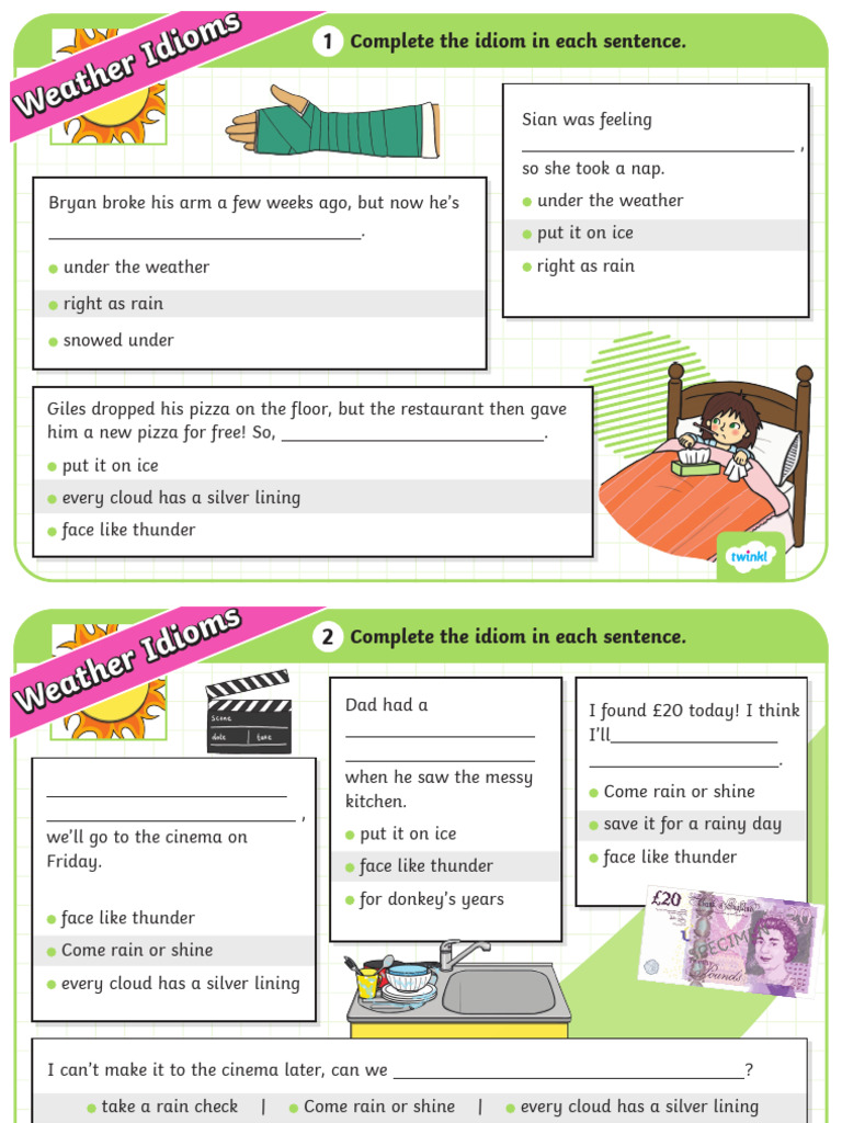 KS1 Complete The Idioms Pack - Weather | PDF | Winter | Natural Events