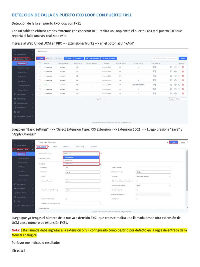 METODO_-_Deteccion_de_falla_en_puerto_FXO_Loop_con_puerto_FXS1_-_ESP | PDF