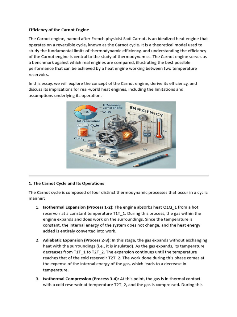 Carnot Engine Efficiency Explained | PDF | Heat | Temperature