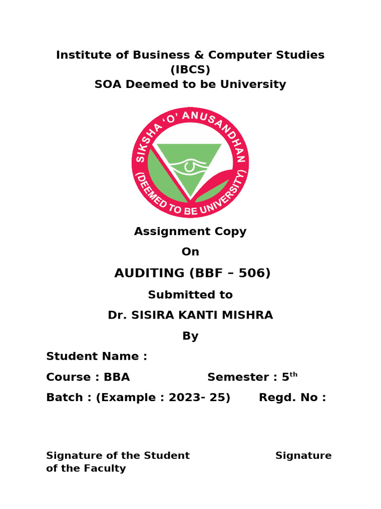 Assignment Front Page | PDF