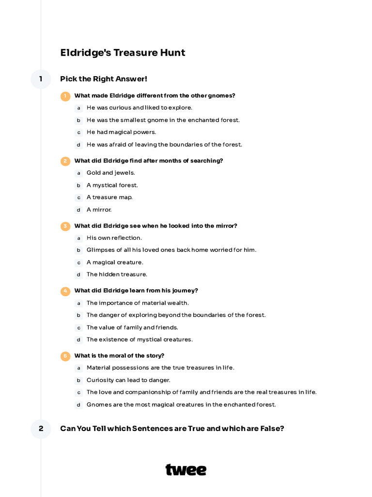 Twee - Eldridge's Treasure Hunt | PDF