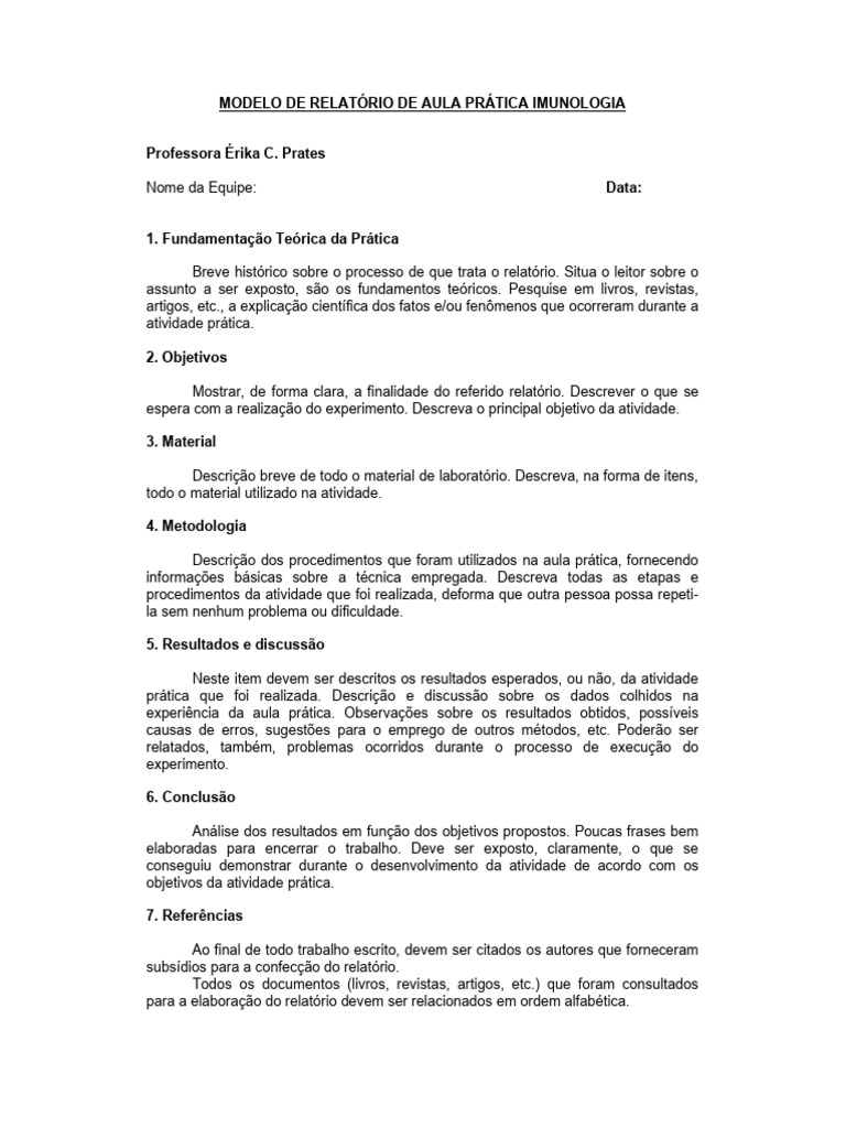 Modelo Relatório Aula Prática 241031 190702 070712 | PDF
