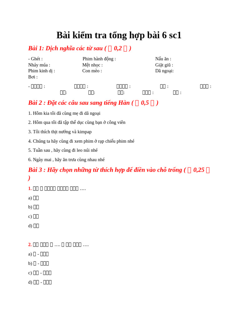 Bài kiểm tra tổng hợp bài 6 sc1 | PDF
