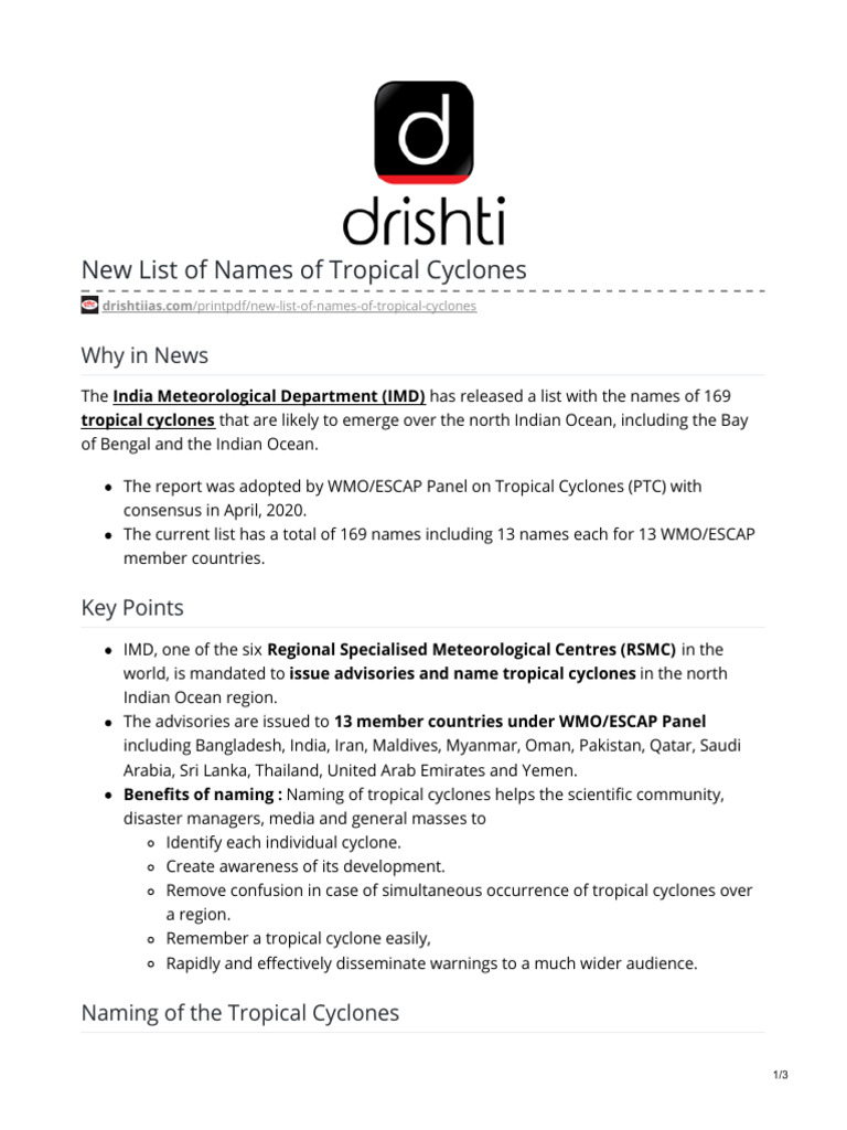 New List of Names of Tropical Cyclones | PDF | Tropical Cyclones ...