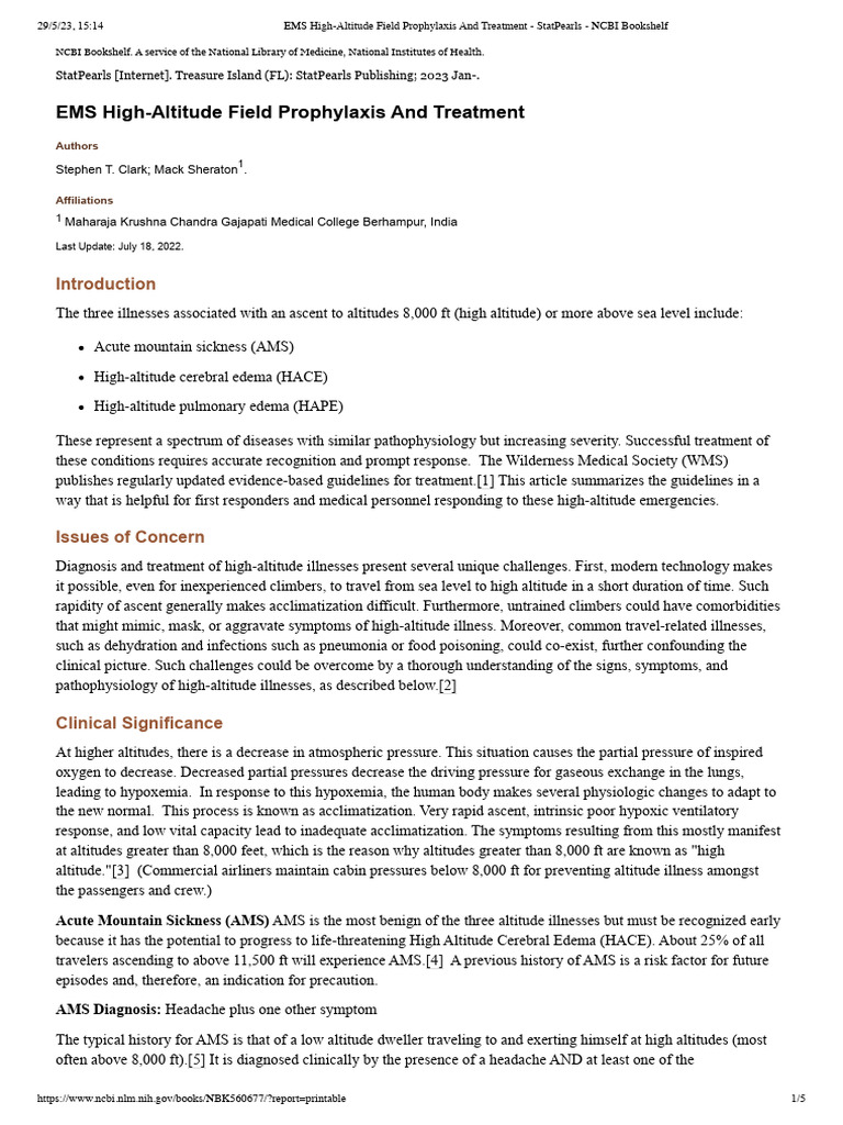 EMS High-Altitude Field Prophylaxis and Treatment - StatPearls - NCBI ...