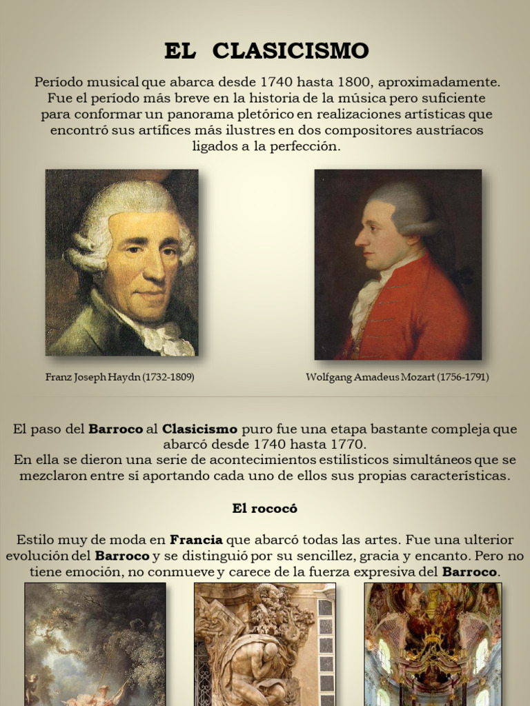 El Clasicismo | PDF | Wolfgang Amadeus Mozart | Concierto