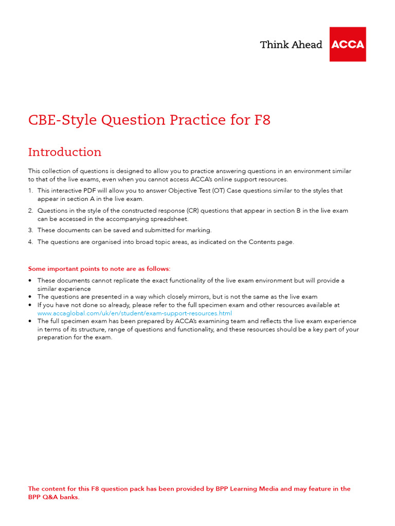F8 Question Practice Final | PDF | Auditor's Report | Audit