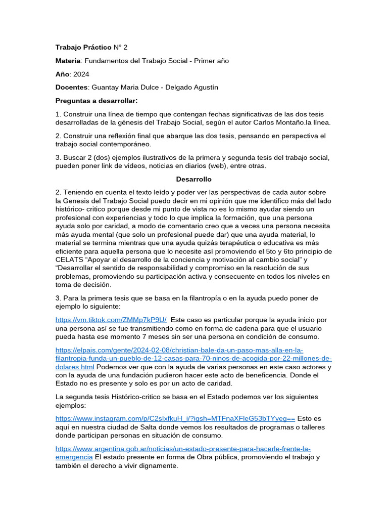 TP2 Fundamentos | PDF | Trabajo Social