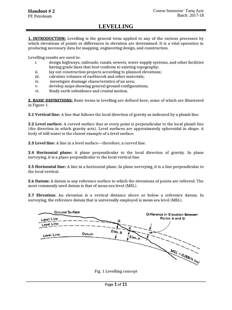 LEVELLING | PDF | Contour Line | Surveying