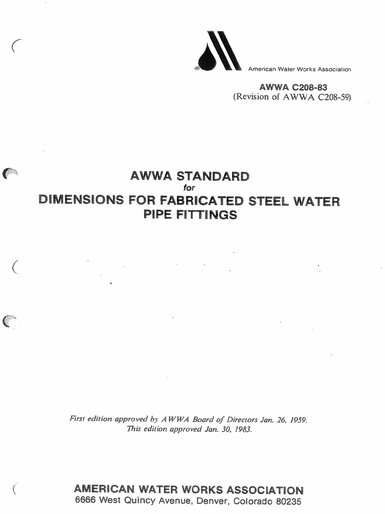 AWWA C208-83. Piezas Especiales de Acero | PDF