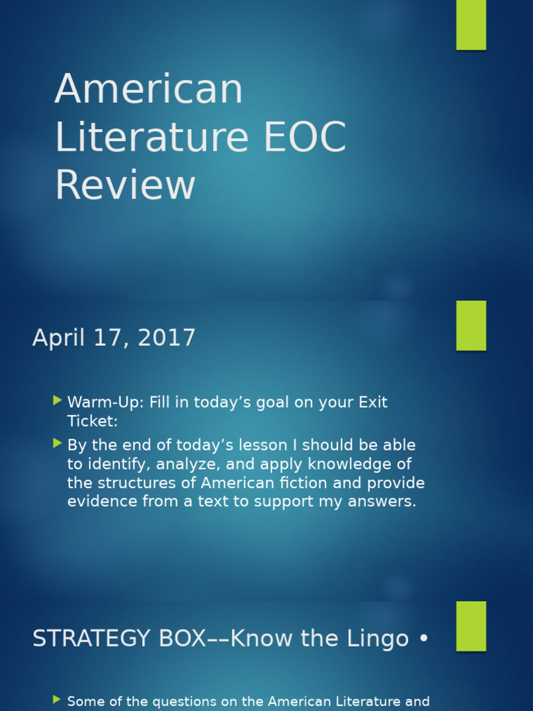 American Literature EOC Review Guide | PDF | Rhyme | Poetry