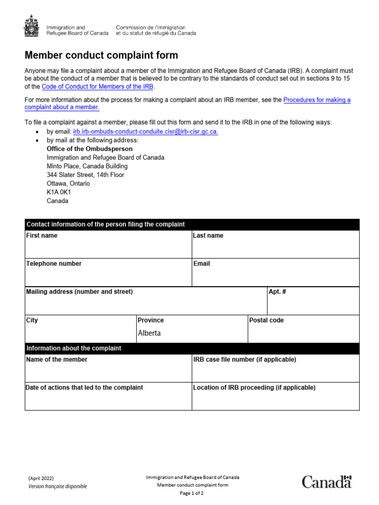 IRB Member Conduct Complaint Form | PDF | Complaint | Justice