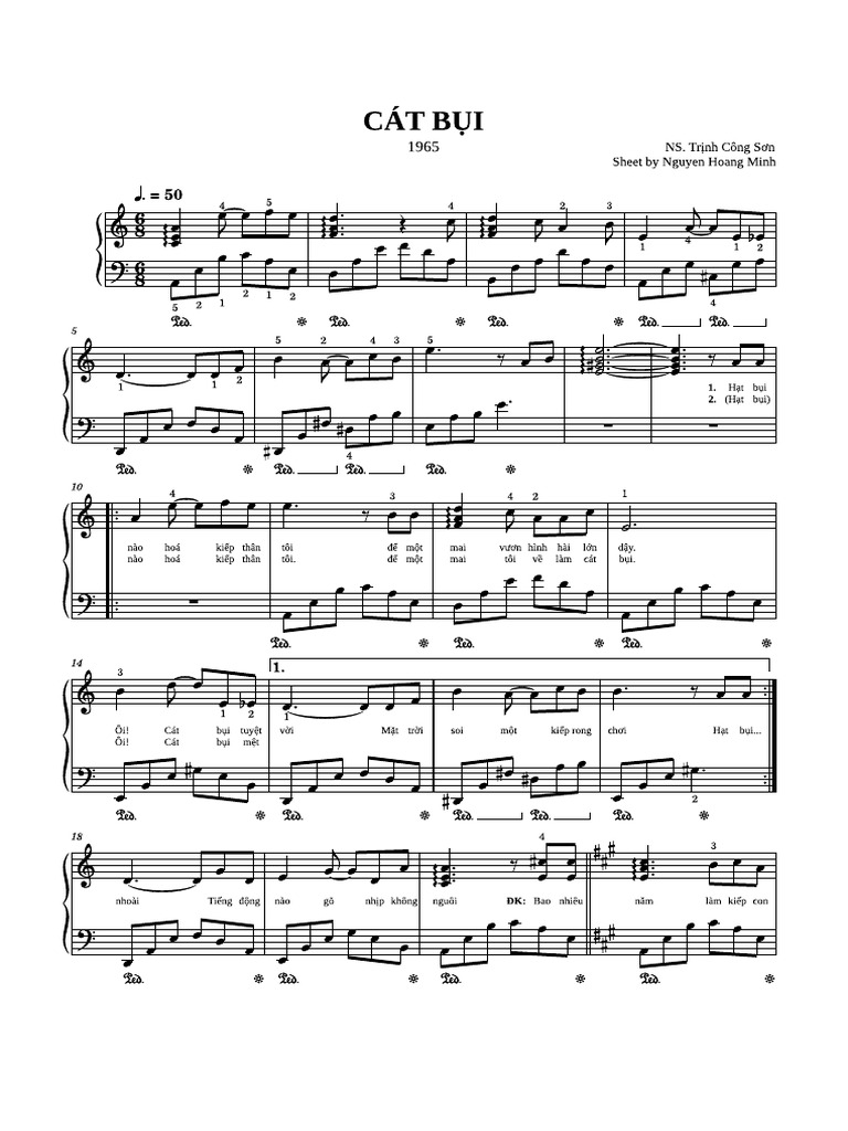 NS. Trịnh Công Sơn - Sheet by Nguyen Hoang Minh - CÁT BỤI | PDF