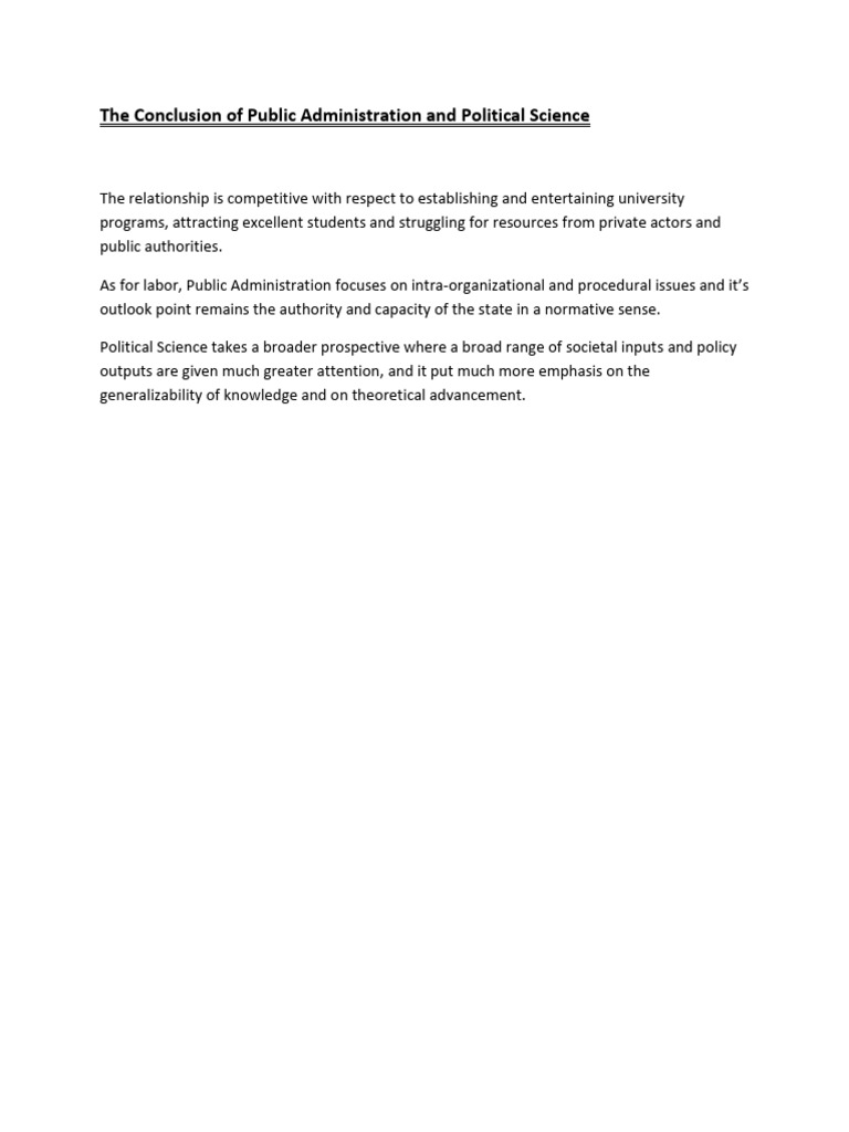 The Conclusion of Public Administration and Political Science | PDF