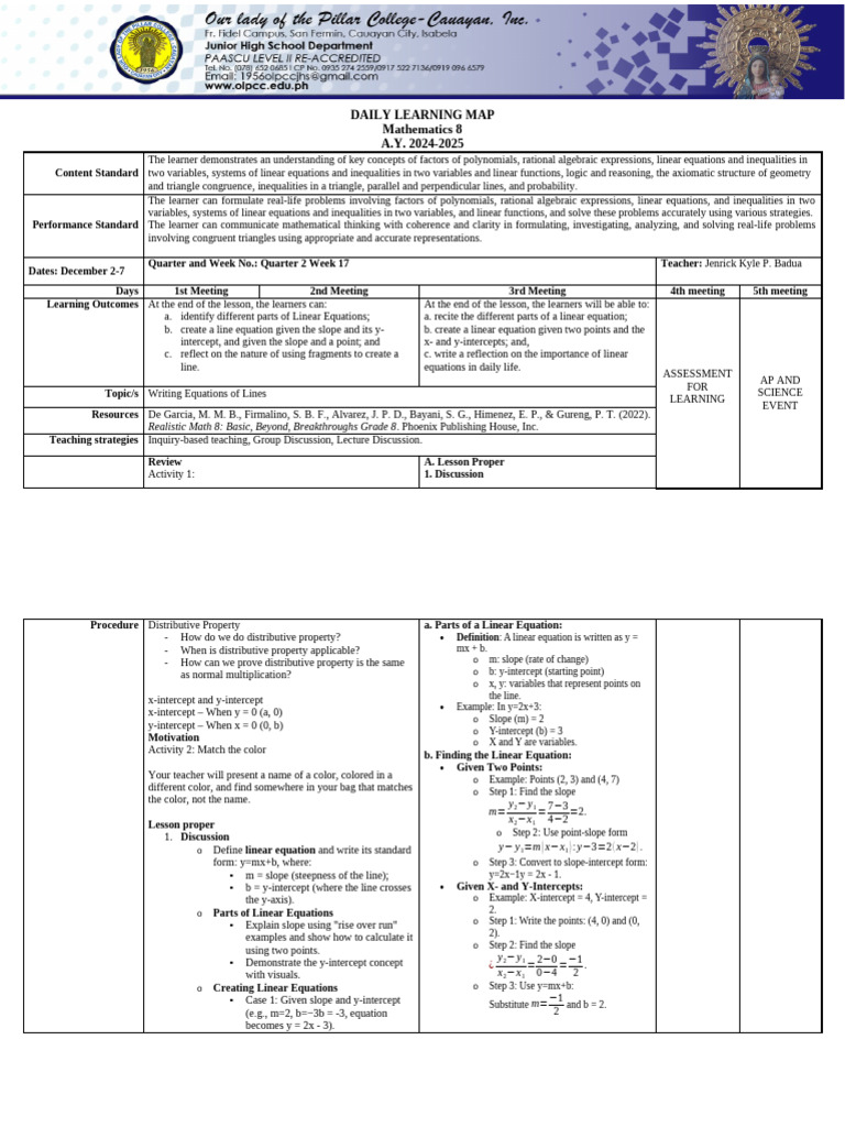 G8 MATH Q2 W17 | PDF | Equations | Mathematics