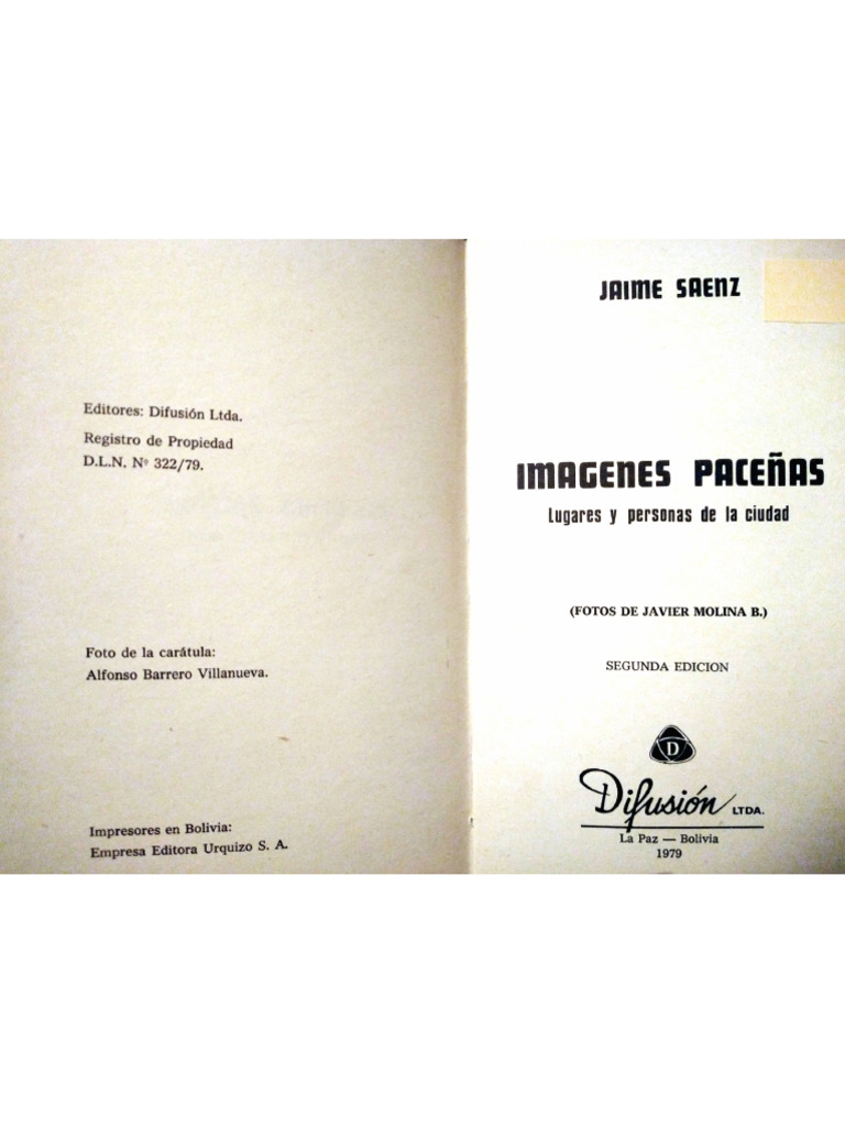 Imágenes Paceñas de Jaime Saenz | PDF