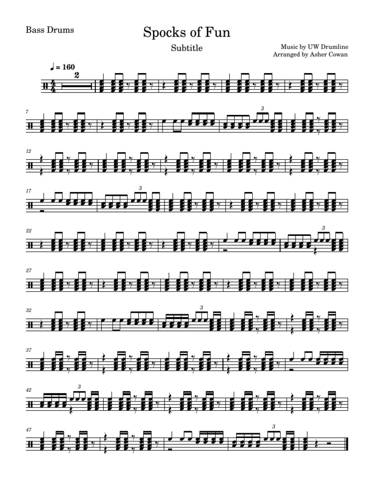 Drumline UW Cadence-Bass Drums | PDF | Performing Arts Companies ...