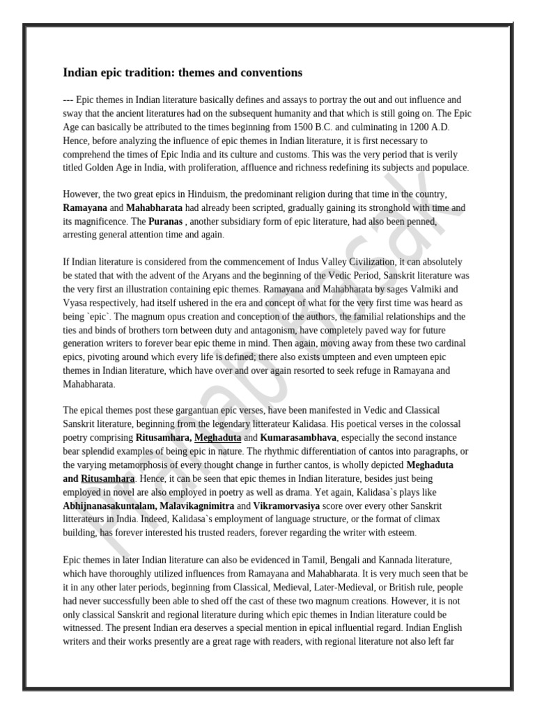 Indian epic tradition | PDF | Indian Literature | Sanskrit