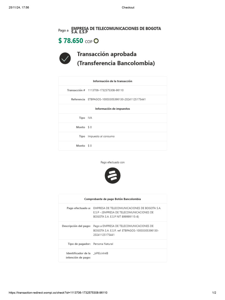 Pago Etb Noviembre 2024 | PDF