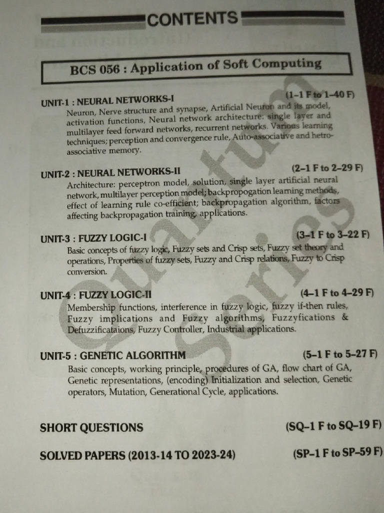 Application of Soft Computing NEW QUANTUM 2024-25 | PDF