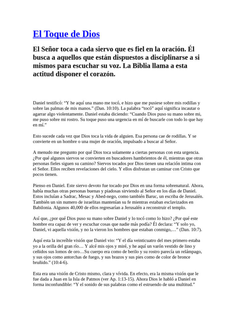 El Toque Divino en la Oración | PDF | Oración | Pecado