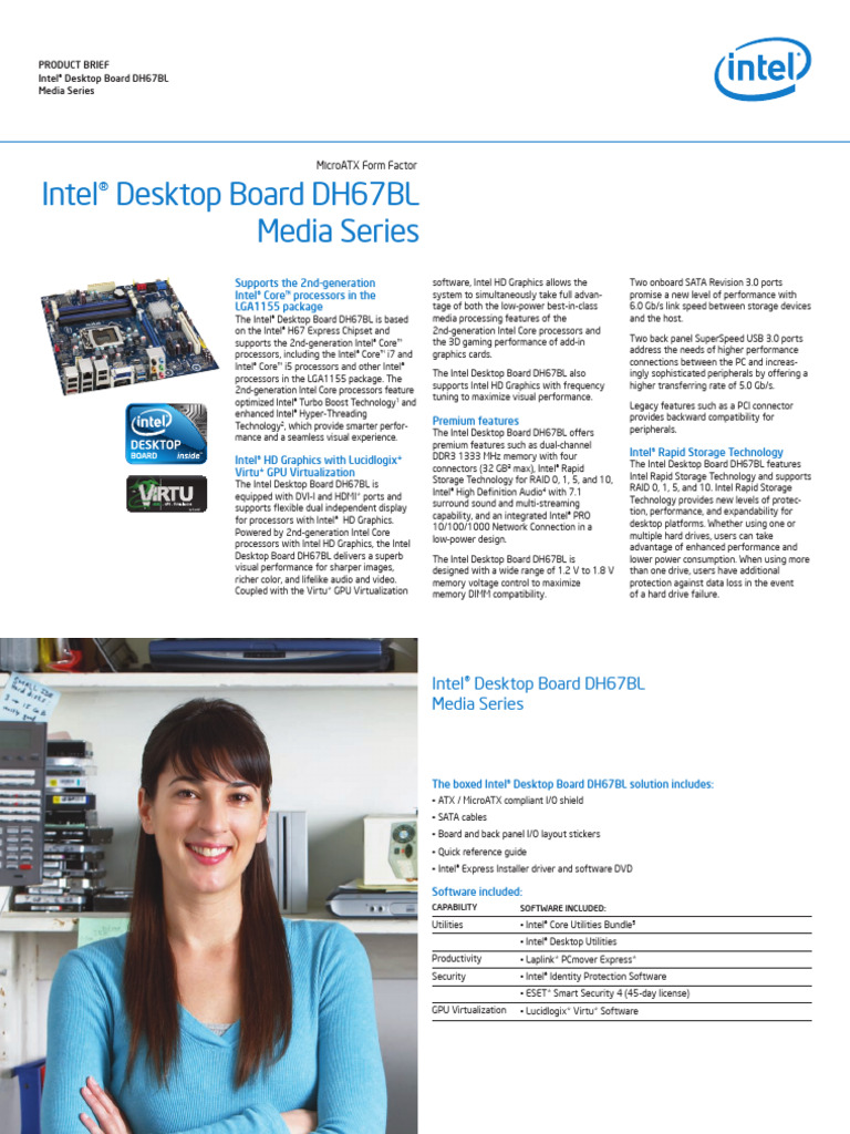 Desktop Board dh67bl Media Brief | PDF | Intel | Bios