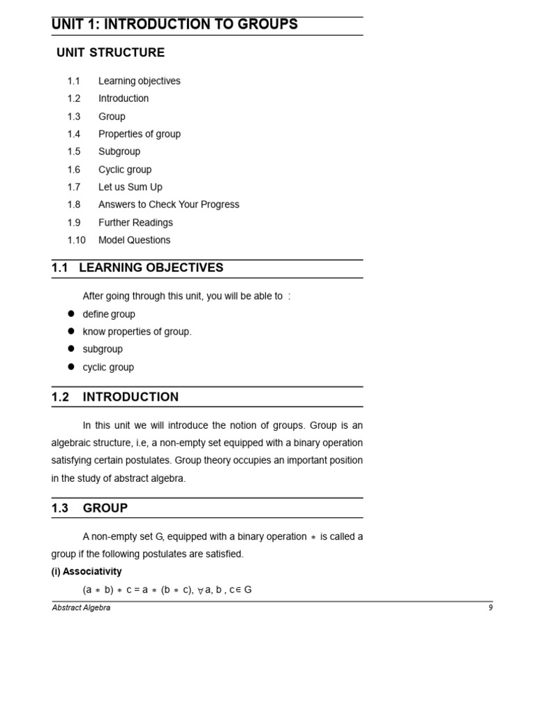 Semester 1 Unit 1 Introduction To Groups | PDF | Group (Mathematics) | Mathematical Structures