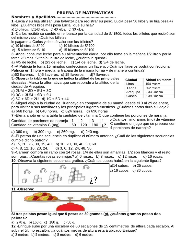Prueba de Matematicas Ece para Practicar | PDF