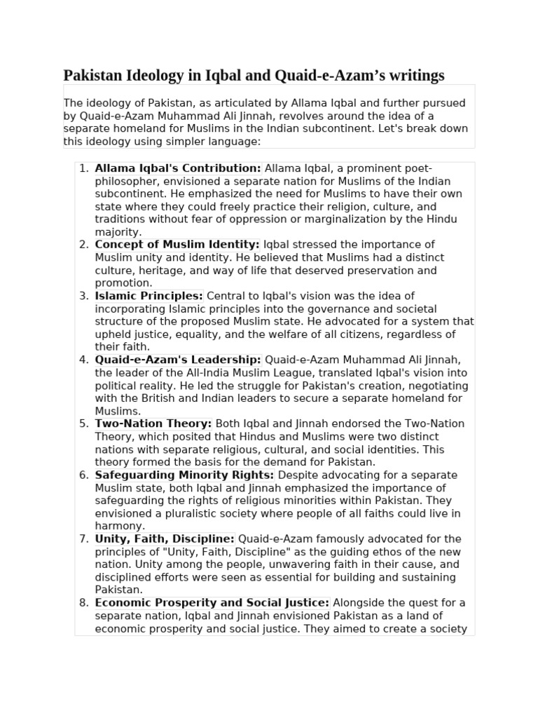 Pakistan Ideology in Iqbal and Quaid | PDF | Muhammad Ali Jinnah | Two ...