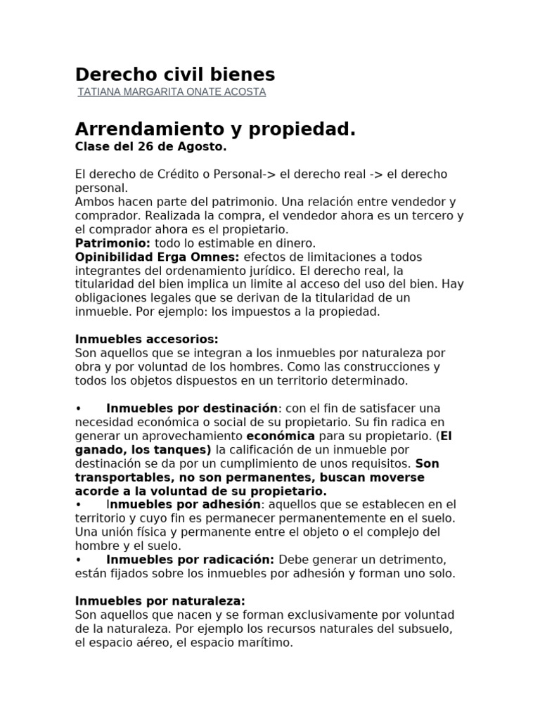Derecho civil bienes (arrendammiento y propiedad) | PDF | Propiedad | Dominio eminente