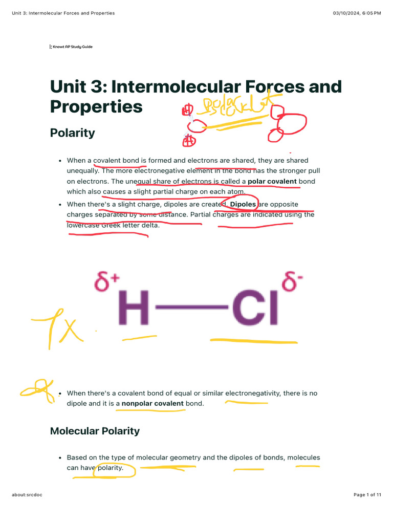 Intermolecular Forces and Molecular Polarity | PDF | Chemical Polarity ...