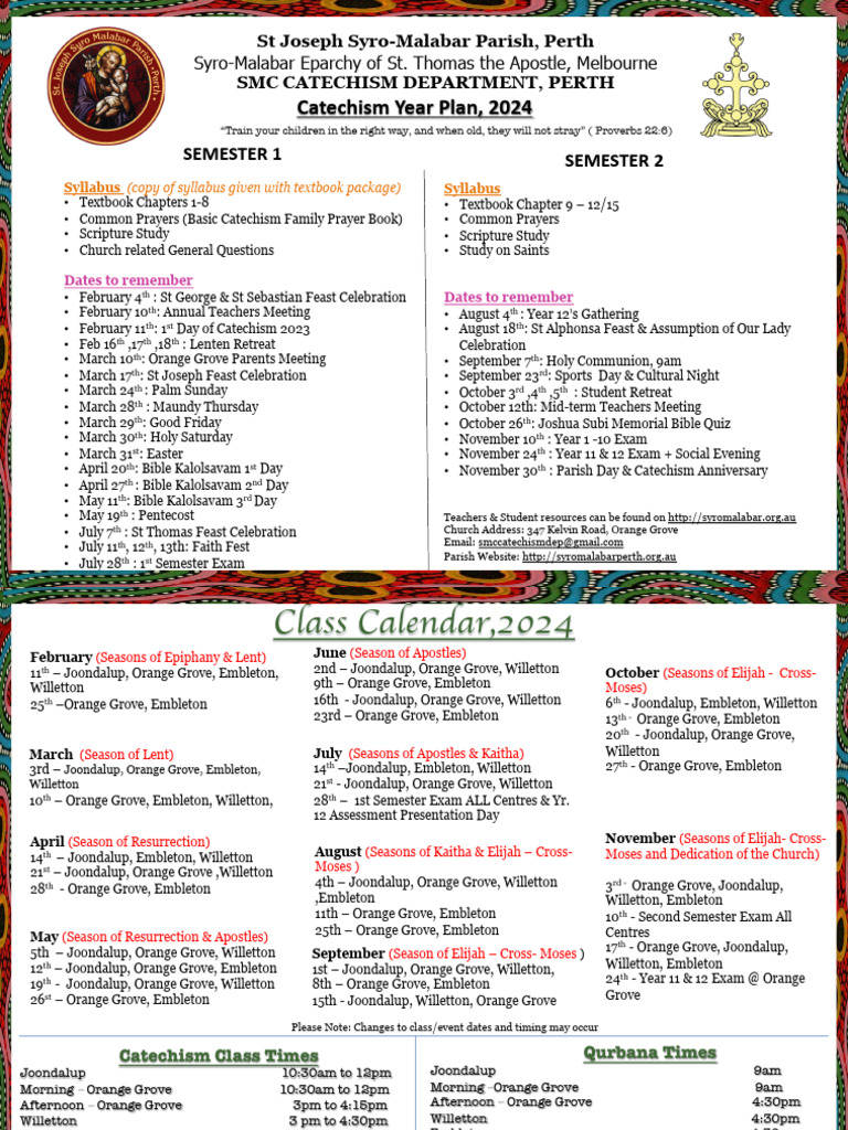 Catechism Year Plan 2024 | PDF | Liturgical Year | Liturgical Calendar