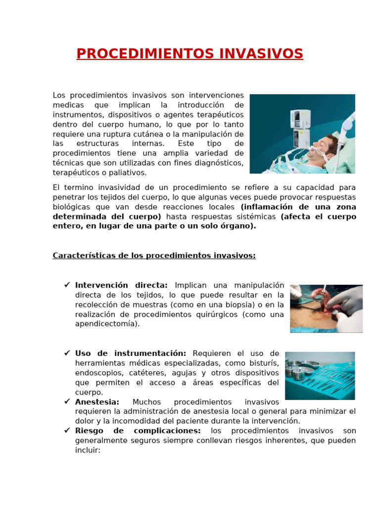PROCEDIMIENTOS INVASIVOS y NO INVASIVOS | PDF | Ultrasonido | Biopsia