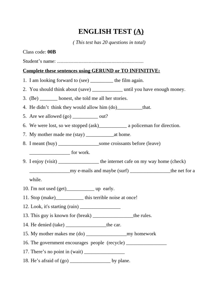 English Test (A) | PDF