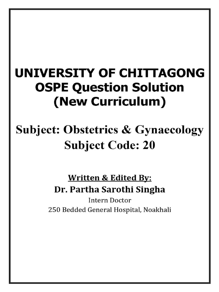 Obs & Gynae OSPE Solution New Curriculumn Non Editable 1 (1) | PDF