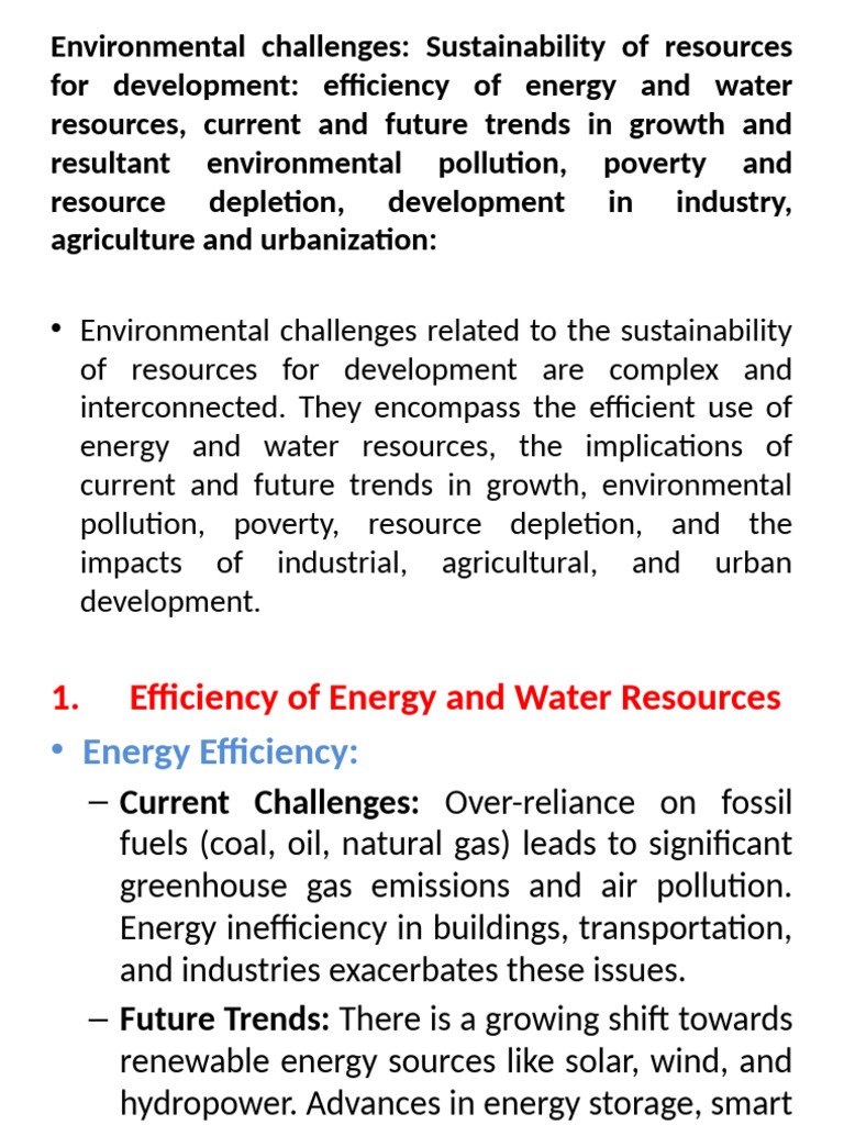 Environmental Challenges - Sustainability of Resources | PDF ...