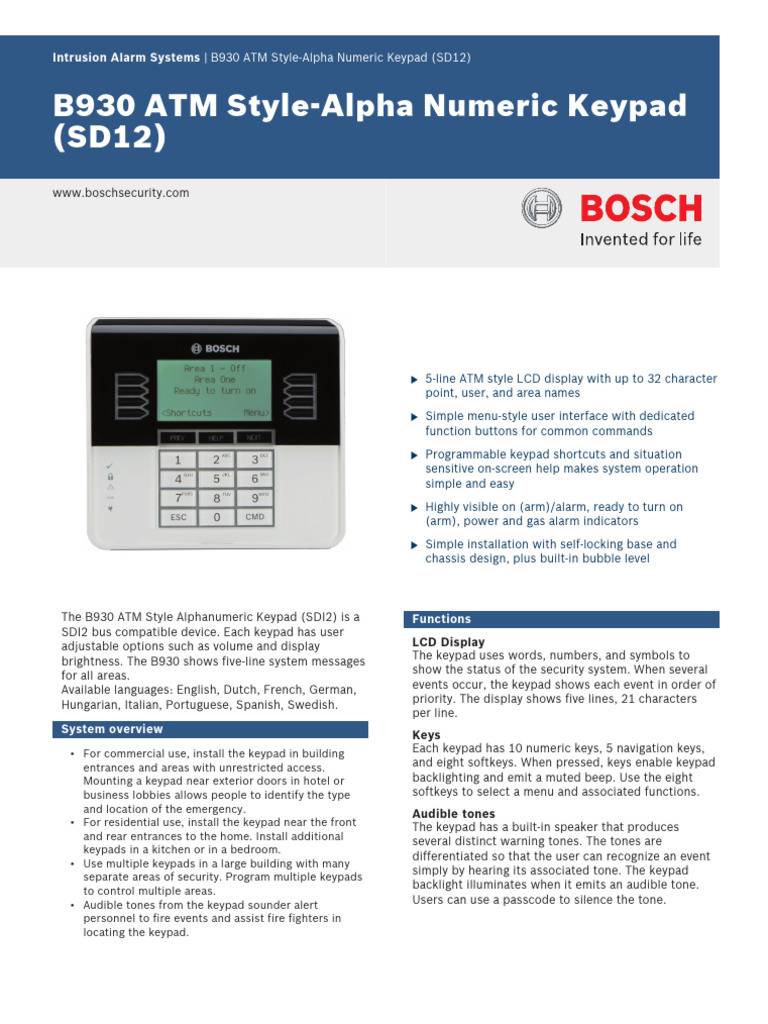 B930 - Datasheet - Data - Sheet - enUS - 10683751435 - TECLADO DE ...