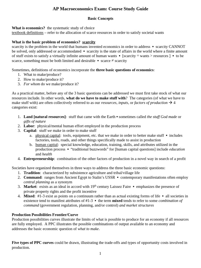 Macro Economics Study Guide | PDF | Money Supply | Consumer Price Index