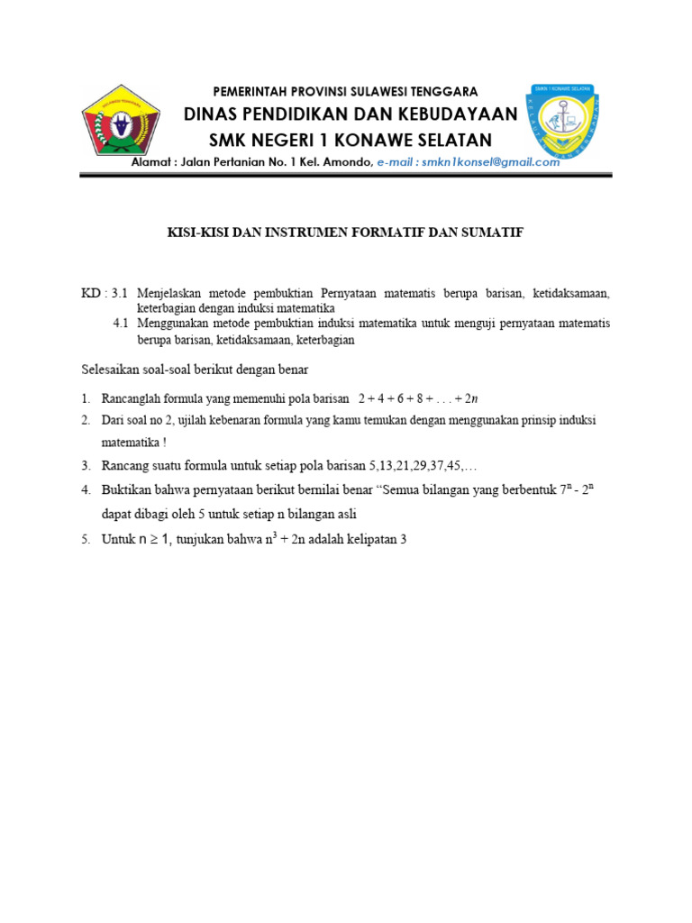 Kisi-Kisi Dan Instrumen Penilaian Formatif Dan Sumatif-Matematika Kelas XI-Final | PDF