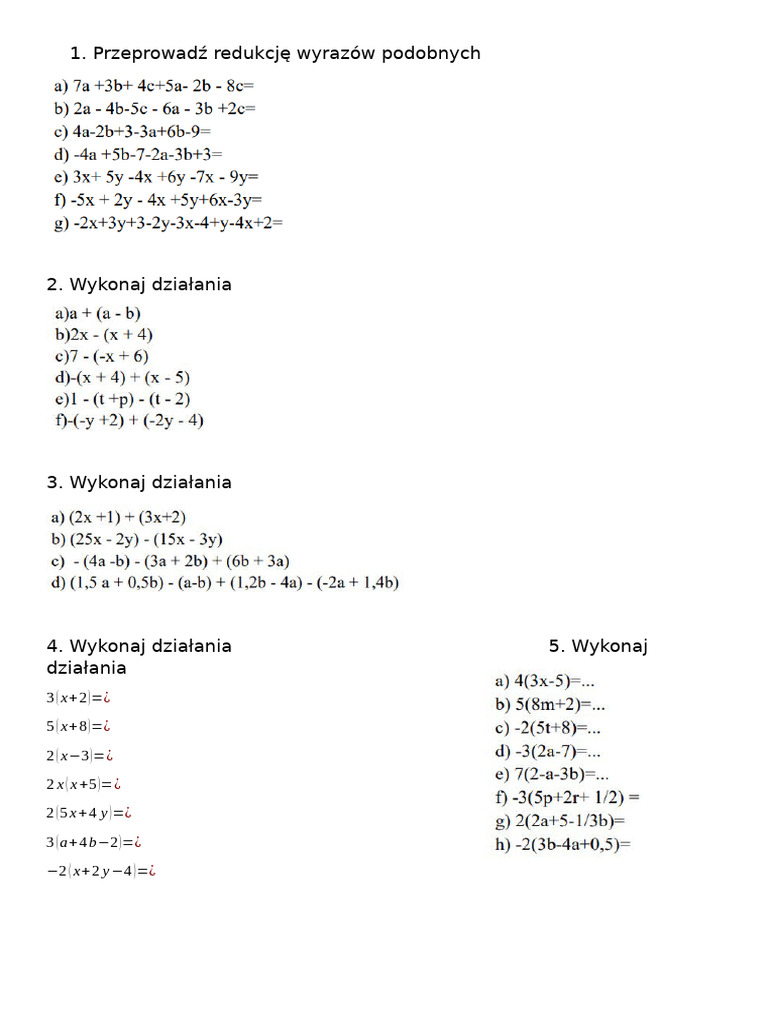 Suma Algebraiczna I Jej Wyrazy | PDF
