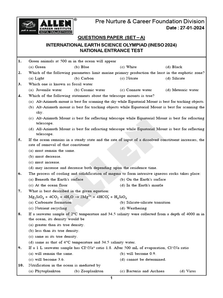 Ieso 2024 Paper | PDF | Stars | Oceans