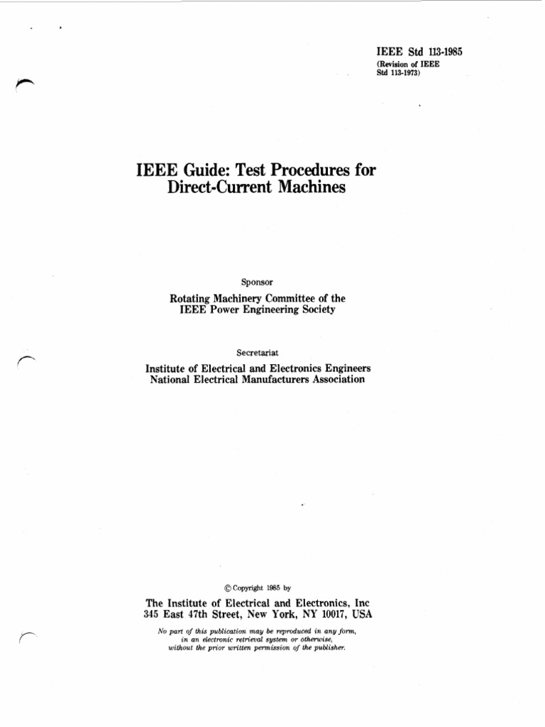IEEE STD 113-1985 | PDF | Electric Motor | Direct Current